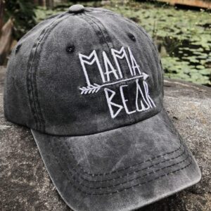 Waldeal Women's Embroidered Mama Bear Hat Vintage Distressed Baseball Dad Cap Black