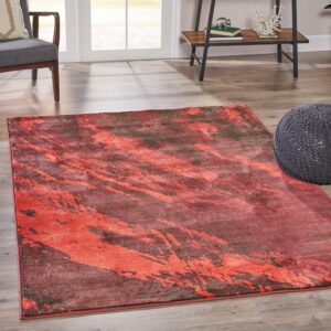 Christopher Knight Home Graves 5'3" by 7'6" Abstract Indoor Rug, Red/Gray