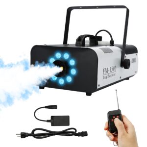 tc-home stage smoke machine with lights halloween fog machine 1500w 2l 9 led stage fogger effect w/remote control