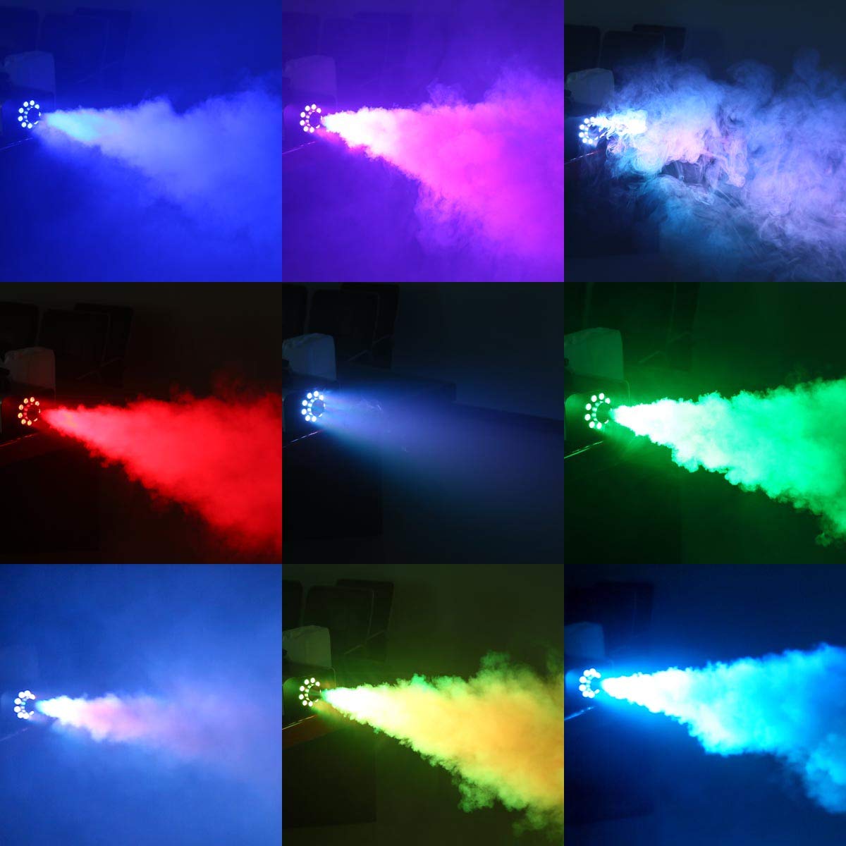 TC-Home Stage Smoke Machine with lights Halloween Fog Machine 1500w 2L 9 LED Stage Fogger effect w/Remote control