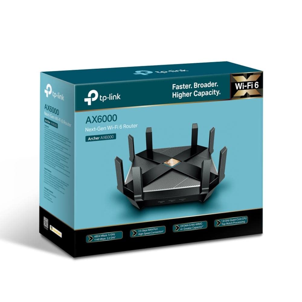 TP-Link AX6000 WiFi 6 Router(Archer AX6000) -802.11ax Wireless 8-Stream Gaming Router, 2.5G WAN, 8 Gigabit LAN Ports, MU-MIMO, 1.8GHz Quad-Core CPU