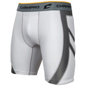 champro mens wind up compression polyester spandex sliding short, white, small us