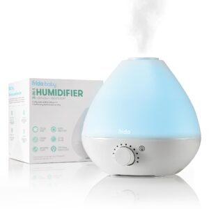 frida baby 3-in-1 cool mist humidifier for baby with diffuser + nightlight, baby humidifier for bedroom, nursery + large rooms, quiet, auto shut off, runs +24hrs