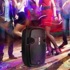 Pyle Karaoke Portable PA Speaker System - 1600W Active Powered Bluetooth Compatible Speaker, Rechargeable Battery, Easy Carry Wheels, USB MP3 RCA, FM Radio, 2 UHF Microphone, Remote - Pyle PPHP1599WU