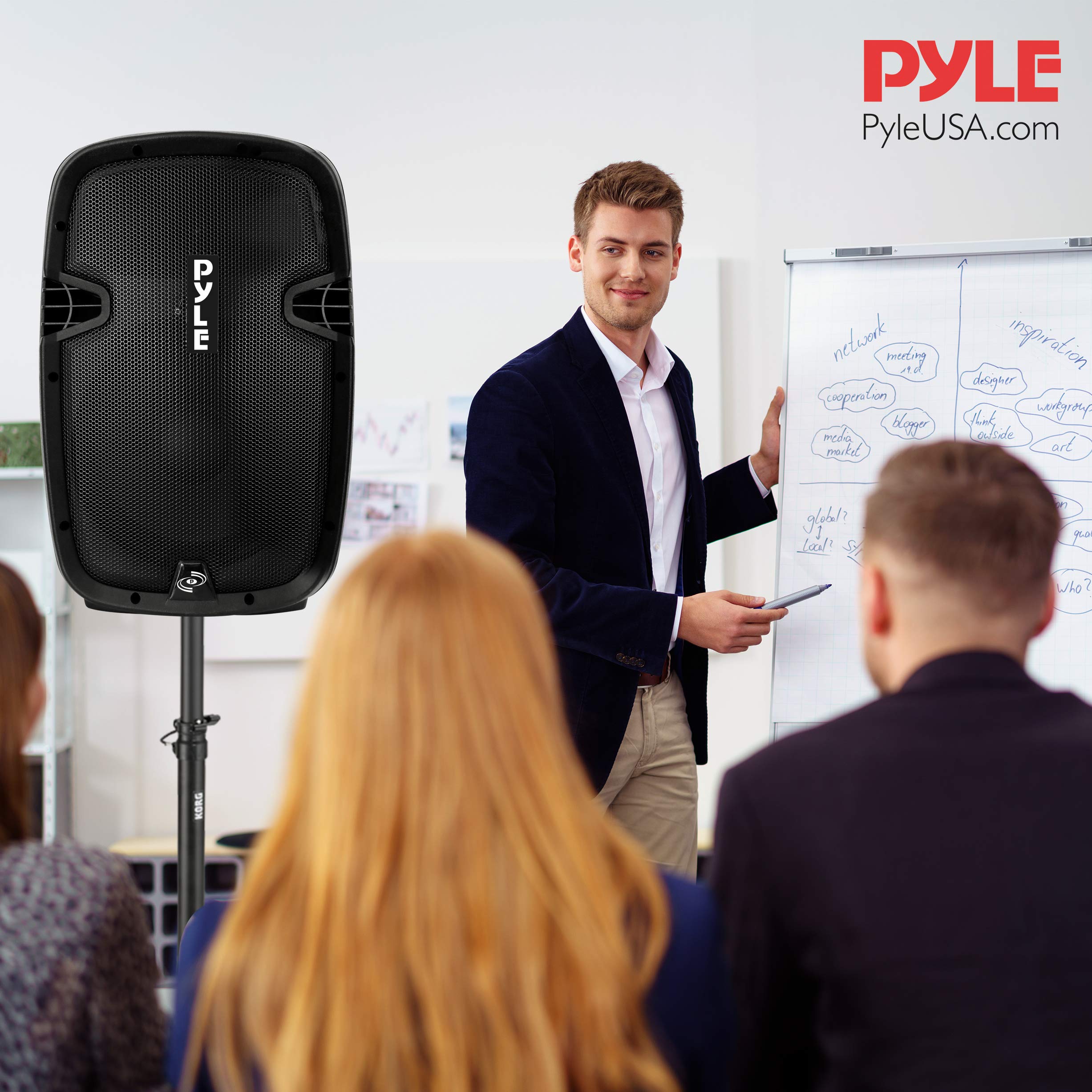 Pyle Karaoke Portable PA Speaker System - 1600W Active Powered Bluetooth Compatible Speaker, Rechargeable Battery, Easy Carry Wheels, USB MP3 RCA, FM Radio, 2 UHF Microphone, Remote - Pyle PPHP1599WU