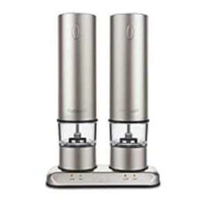 cuisinart rechargeable electric salt & pepper mill set in brushed stainless steel sp-4 | newest model, 2.61"w x 3.94"h