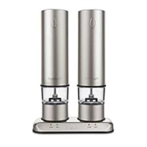 Cuisinart Rechargeable Electric Salt & Pepper Mill Set in Brushed Stainless Steel SP-4 | Newest Model, 2.61"W x 3.94"H