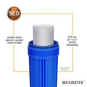 Max Water 20 inch x 4.5 inch, 1 Micron Replacement Sediment Water Filter Cartridge for Whole House, Melt Blown Filtration Fiber for Heavy Duty (Pack of 4)