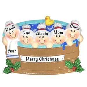 Personalized Family Christmas Ornaments 2023 - Fast & Free 24h Customization – Family of 5 Hot Tub Heaven Christmas Decorations with Name - Comes Gift-Wrapped