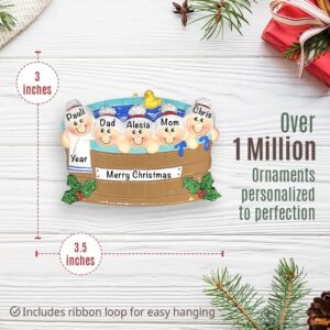 Personalized Family Christmas Ornaments 2023 - Fast & Free 24h Customization – Family of 5 Hot Tub Heaven Christmas Decorations with Name - Comes Gift-Wrapped