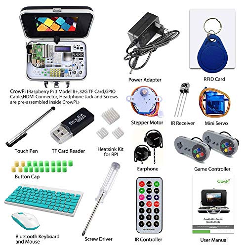 ELECROW Crowpi Raspberry Pi 4 3 b 3b+ 4b+ Kit Raspberry Pi Learning Programming Kit with Sensors - Advanced Version