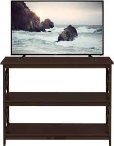 yaheetech television stands & entertainment centers with 3 tier storage shelf tv stand for living room, espresso