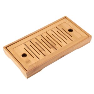 Fdit Mini Bamboo Tea Coffee Serving Tray Kung Fu Tea Plate (10.6in)