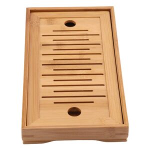 Fdit Mini Bamboo Tea Coffee Serving Tray Kung Fu Tea Plate (10.6in)