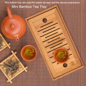 Fdit Mini Bamboo Tea Coffee Serving Tray Kung Fu Tea Plate (10.6in)