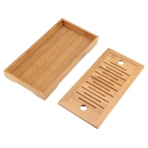 Fdit Mini Bamboo Tea Coffee Serving Tray Kung Fu Tea Plate (10.6in)