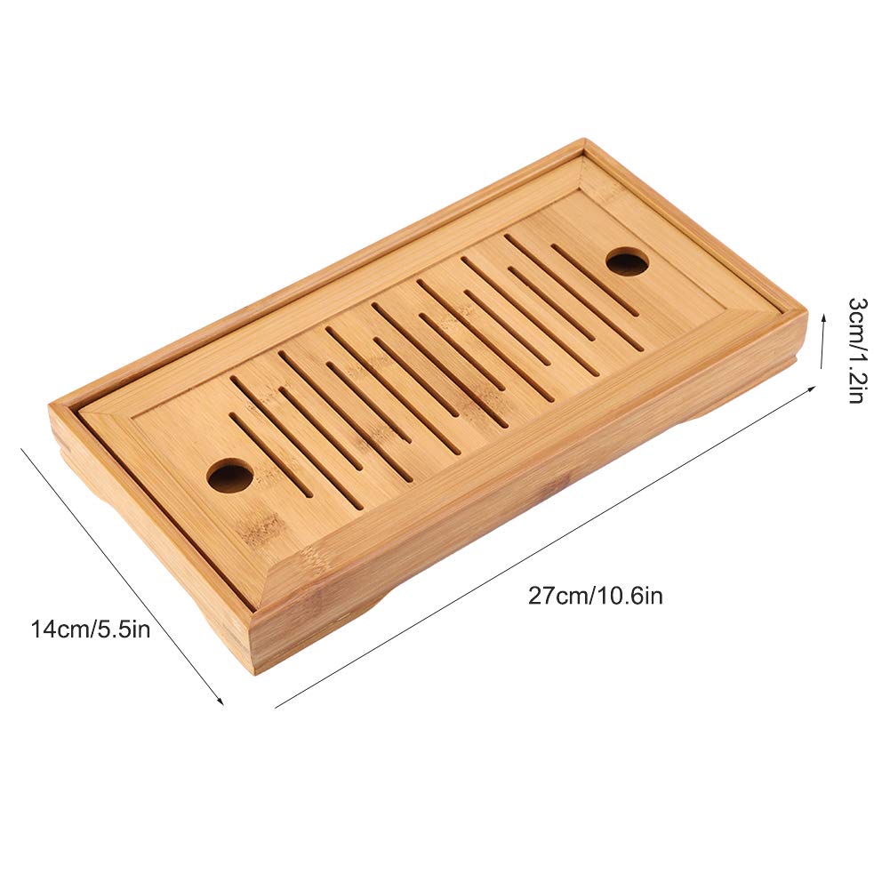 Fdit Mini Bamboo Tea Coffee Serving Tray Kung Fu Tea Plate (10.6in)