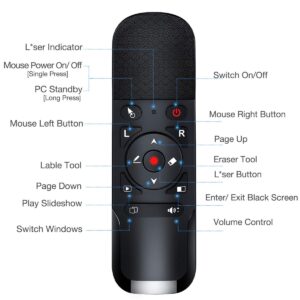 Presentation Clicker Air Mouse Function Wireless Presenter USB Powerpoint Clicker, RF 2.4 GHz Presentation Remote Control Clicker for powerpoint presentations Support Mac, Laptop, Computer 11