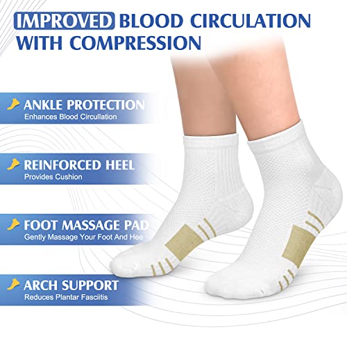 yeuG Copper Compression Socks for Men & Women Circulation- Arch Ankle Support for Athletic Running Medical Cycling（L/XL