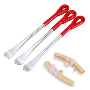 sumnacon tire levers spoon set, durable heavy duty motorcycle bike car tire irons tool kit with hanging hole,3 pcs tire changing spoon + 2 pcs rim protector，red