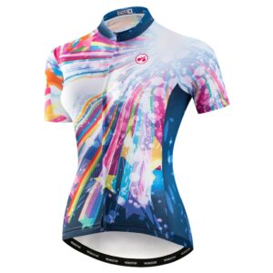 cycling jersey women's bicycle tops breathable shirt mountain clothing bike top mtb road jersey short sleeve summer multi l