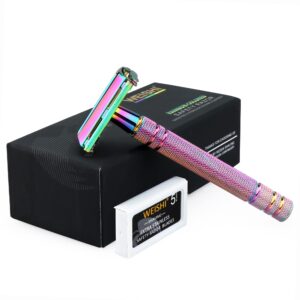 weishi safety razor butterfly open double edge elegant rainbow color