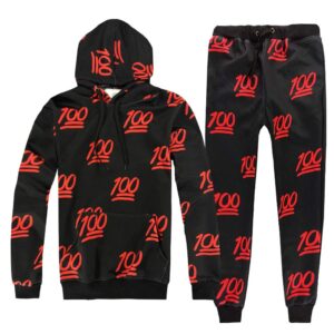 men's fashion jogging tracksuit letter print sportswear casual joggers sets hoodie sweatshirt+sweatpants outfits by-leegor (large, black)