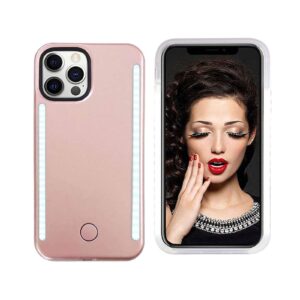 vanjunn selfie illuminate case for iphone 13 pro max, led light up case with rechargeable back and front illuminated luminous case for 13 pro max(rose gold)