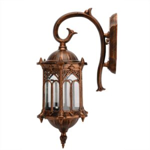 cocoarm wall sconce vintage style wall mounted metal lantern holder with glass lighting fixture for indoor outdoor home garden hallway decor no light source bronze