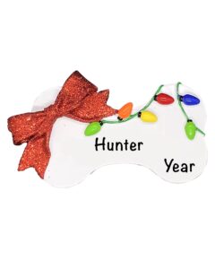 dog personalized ornaments for christmas tree, white dog bone ornament, cute dog bone gifts for dog lovers and owners, dogs first christmas ornament 2023