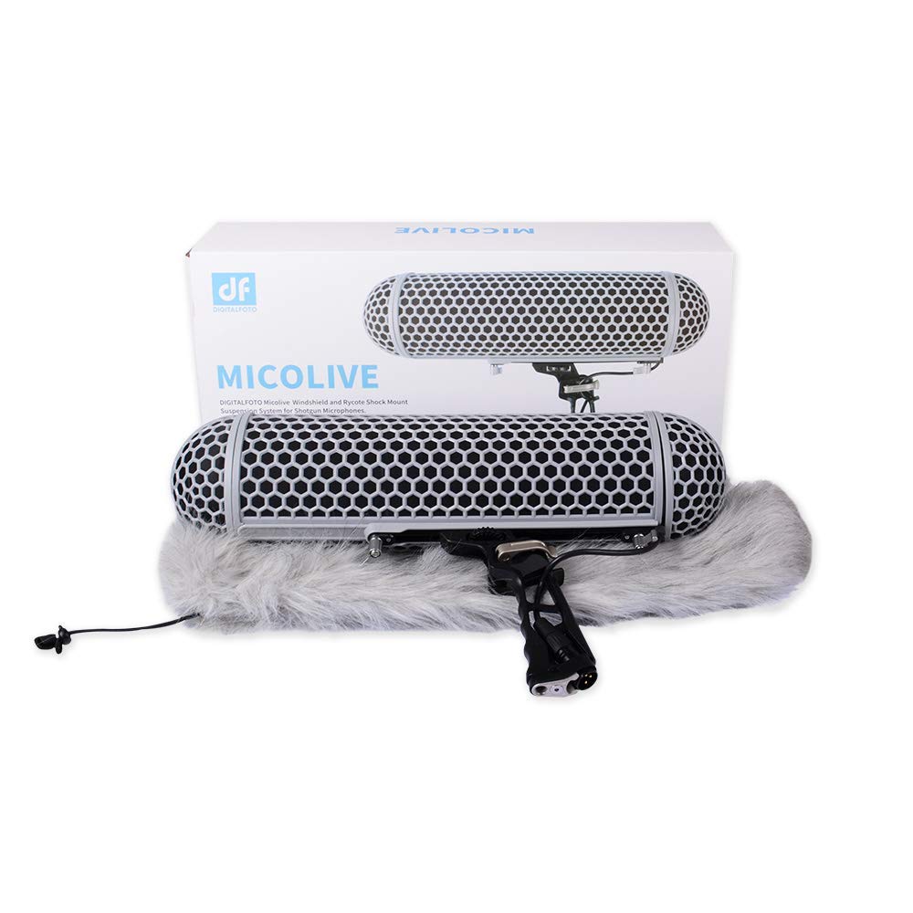 Micolive Microphone Windshield Blimp Windscreen Style Protect Cage and Shock Mount Suspension System Compatible with Rode NTG1 NTG2 NTG3 NTG4 AT875R Line MKE 600 Series Shotgun Microphones etc