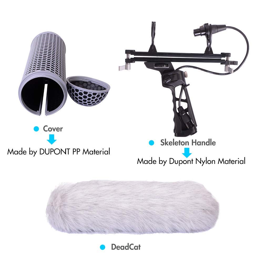 Micolive Microphone Windshield Blimp Windscreen Style Protect Cage and Shock Mount Suspension System Compatible with Rode NTG1 NTG2 NTG3 NTG4 AT875R Line MKE 600 Series Shotgun Microphones etc