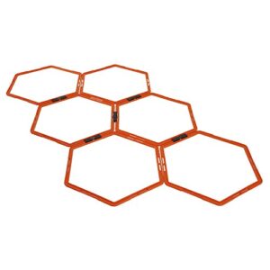 yes4all hexagonal agility rings with carrying bag - speed rings, agility hurdles for agility footwork training (set of 6 orange rings)