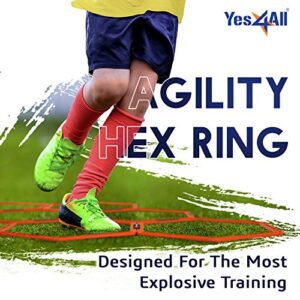 Yes4All Hexagonal Agility Rings with Carrying Bag - Speed Rings, Agility Hurdles for Agility Footwork Training (Set of 6 Orange Rings)