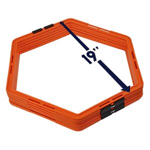 Yes4All Hexagonal Agility Rings with Carrying Bag - Speed Rings, Agility Hurdles for Agility Footwork Training (Set of 6 Orange Rings)