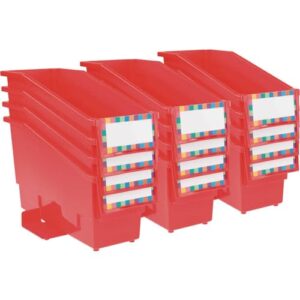 really good stuff non-tip book and binder holders with stabilizer wings, 5½” by 13½” by 7¾” - set of 12, red classroom organization and storage solution