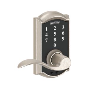 schlage touch camelot lock with accent lever (satin nickel) fe695 cam 619 acc