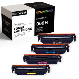 do it wiser 069h 069 compatible toner cartridge set high yield (260 % more content) for canon imageclass mf753cdw mf751cdw lbp674cdw printer (b/c/m/y 4-pack) - 7,600 pages