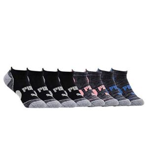 puma no show women's socks, moisture control mesh ventilation (10 pair) (hot pink, turquoise, grey)