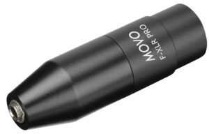 movo fxlr-pro 3.5mm (trs) mini-jack female microphone adapter to 3-pin xlr male connector with integrated phantom power converter