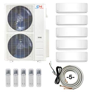 5 zone 9000 12000 12000 12000 18000 btu multi zone ductless mini split air conditioner heat pump wifi ready full set with 25ft installation kits