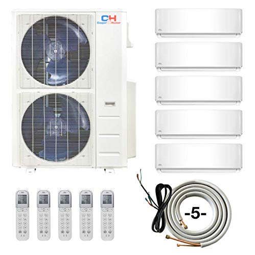 5 Zone 9000 12000 12000 12000 18000 BTU Multi Zone Ductless Mini Split Air Conditioner Heat Pump WiFi Ready Full Set with 25ft Installation Kits