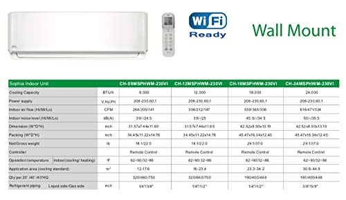 5 Zone 9000 12000 12000 12000 18000 BTU Multi Zone Ductless Mini Split Air Conditioner Heat Pump WiFi Ready Full Set with 25ft Installation Kits