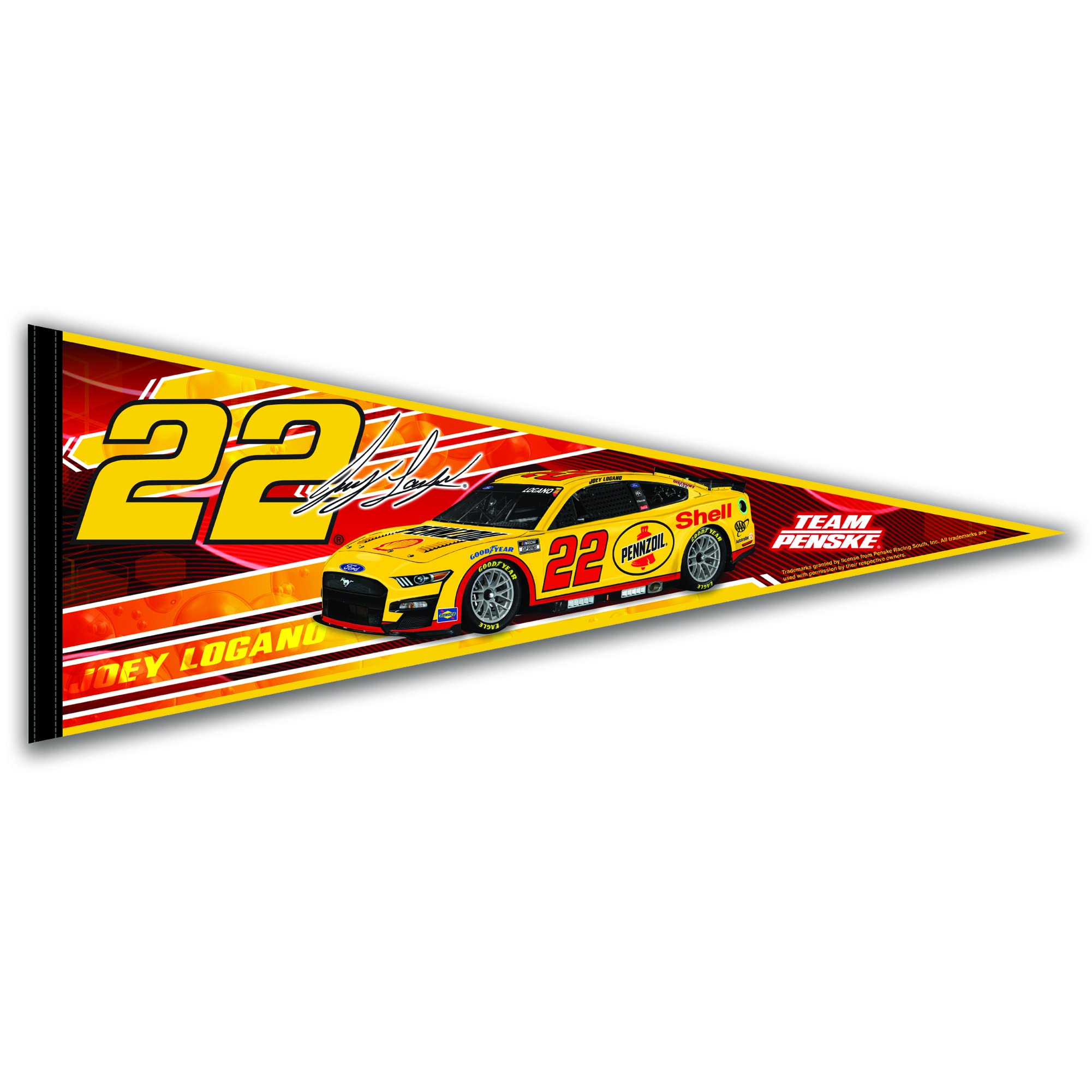 Rico Industries Joey Logano No. 22 Premium 12”x30” Felt Wall Pennant Flag – Display Your NASCAR Fandom in your Home, Garage, Office or Man Cave