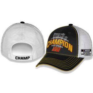 joey logano team penske 2022 nascar cup series 2x champion black white mesh adjustable hat