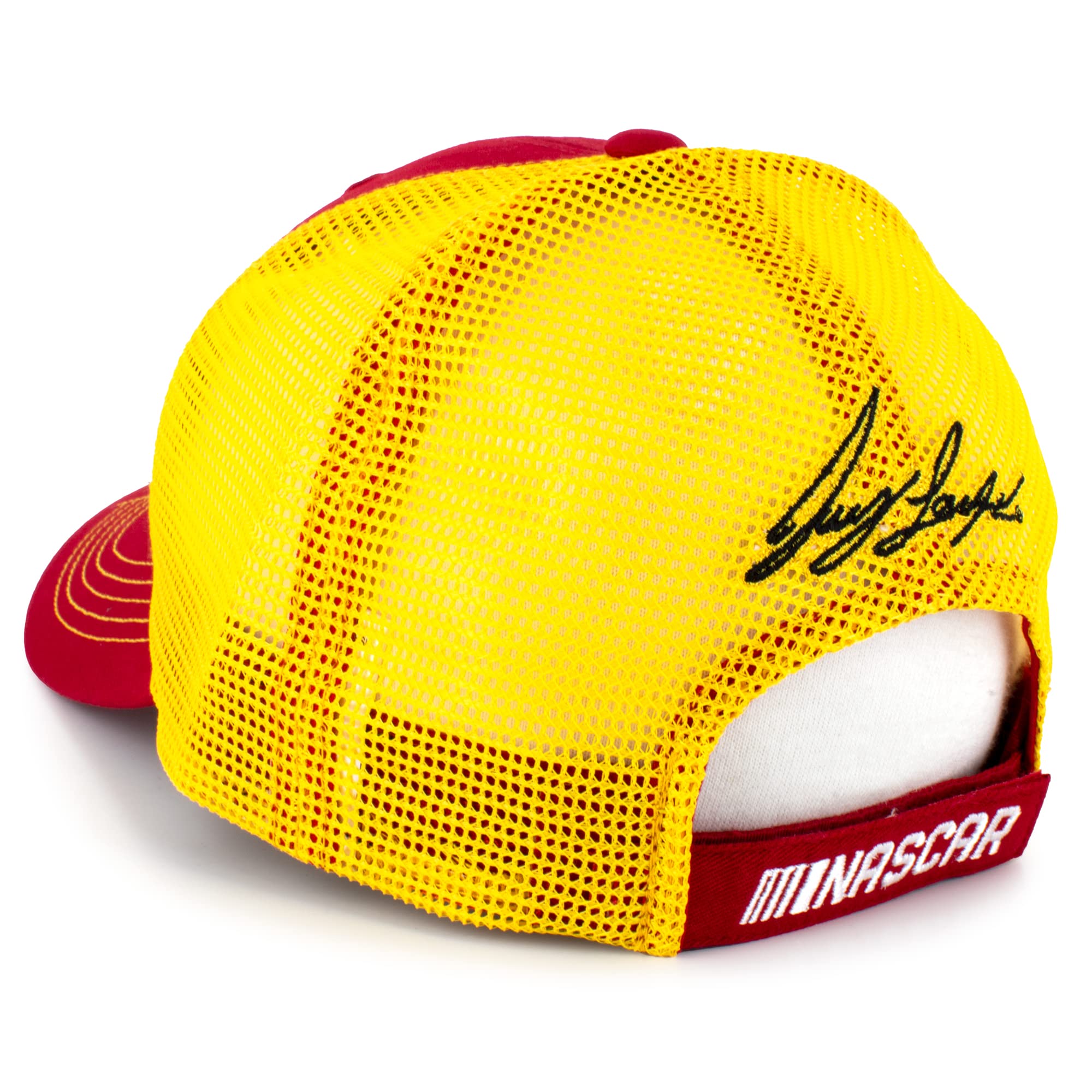 Checkered Flag Joey Logano Victory Lane Shell Pennzoil Sponsor Team Mesh Hat Red/Yellow