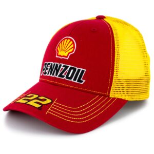 Checkered Flag Joey Logano Victory Lane Shell Pennzoil Sponsor Team Mesh Hat Red/Yellow