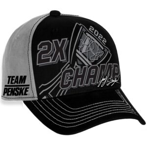 joey logano team penske two-time 2022 nascar cup series champion trophy adjustable hat black