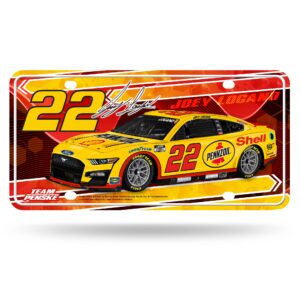 nascar joey logano no. 22 rico industries premium metal auto tag - full size front plate - weatherproof – vibrant logo/sponsor-colored graphics - show your driver pride tailgating and around town