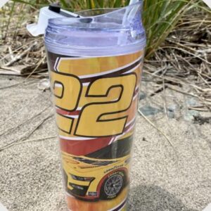 Rico Industries NASCAR Racing Joey Logano #22 PENZOIL 24oz Acrylic Tumbler with Hinged Lid, Officially Licensed Double Wall Tumbler with Straw